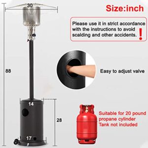 Patio Heater Tall Hammered Finish Garden Outdoor Heater Propane Standing LP Gas Steel w/Accessories (Mocha)