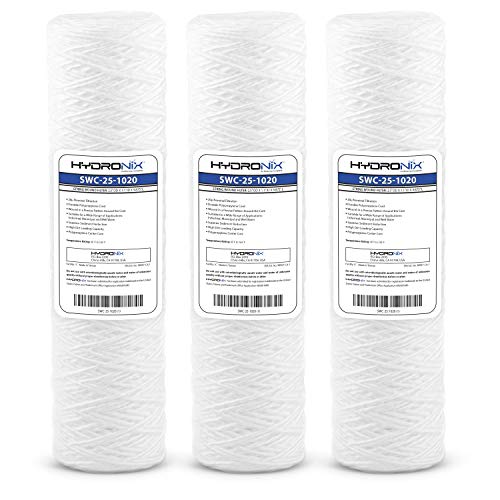 Hydronix HX-SWC-25-1020/3 Universal Whole House String Wound Sediment Water Filter Cartridge 2.5" x 10"-20 Micron-3 Pack, White