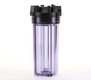 hydronix hf5-10clbk34pr water filter housing 10" ro, whole house, hydroponics - 3/4" ports, clear body w/pr