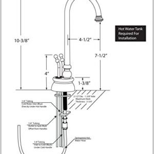 Westbrass D262HFP-12 Docalorah 10" 2-Handle Hot and Cold Water Dispenser Faucet with Instant Hot Water Tank System, Oil Rubbed Bronze