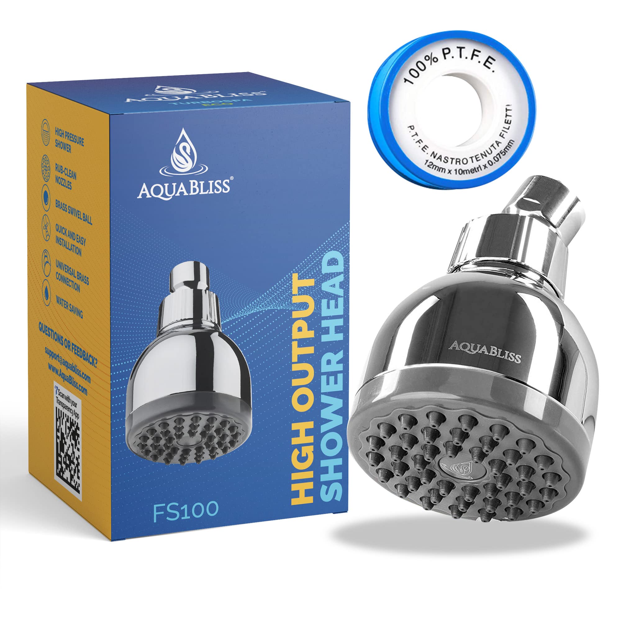 TurboSpa 3 Inch High Pressure Shower Head w/Flow Restrictor Melts Stress into Bliss at Full Power. 42 Nozzle Wide Spray High Flow Showerhead Drenches You Fast, No Dry Spots Guaranteed - Chrome