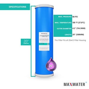 BB Water Filters - GAC 20BB Granular Activated Carbon Water filter size 20"x4.5" Fits most standard 20 inch size housings and most Whole House Big Blue systems.