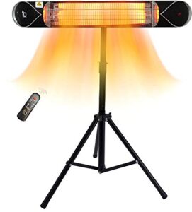 electric heater outdoor – portable outside heater with stand – 1500w weatherproof infrared heater indoor/outdoor by iq heat