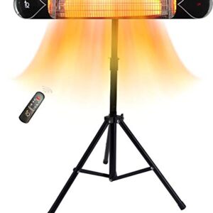 Electric Heater Outdoor – Portable Outside Heater with Stand – 1500W Weatherproof Infrared Heater Indoor/Outdoor by iQ Heat