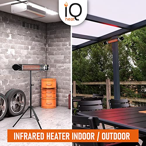 Electric Heater Outdoor – Portable Outside Heater with Stand – 1500W Weatherproof Infrared Heater Indoor/Outdoor by iQ Heat