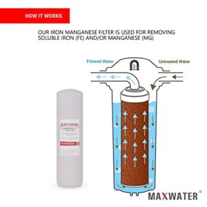 Max Water Whole House Iron Manganese Replacement Set, Heavy Duty - Standard Whole House Systems 10" x 2.5" Good for Iron, Manganese Reduction (Pack of 3)