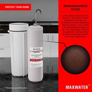 Max Water Whole House Iron Manganese Replacement Set, Heavy Duty - Standard Whole House Systems 10" x 2.5" Good for Iron, Manganese Reduction (Pack of 3)