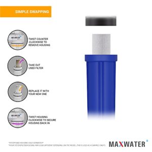 Max Water Slim Blue 5 Micron 20 inch x 2.5 inch Whole House Melt-Blown Polypropylene Sediment Water Filter Replacement Cartridge (Pack of 25)