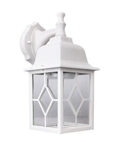 lit-path outdoor led wall lantern, wall sconce as porch light, 11w, 1000 lumen, 5000k daylight white, aluminum housing plus glass, matte white finish, etl qualified