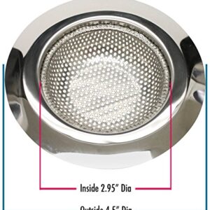 Keeney K820-33 2 Pcs Stainless Steel Kitchen Sink Drain Strainer Wide Rim 4.5" Diameter (Large) Anti Clogging Technology (2 Piece)