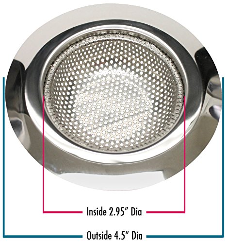 Keeney K820-33 2 Pcs Stainless Steel Kitchen Sink Drain Strainer Wide Rim 4.5" Diameter (Large) Anti Clogging Technology (2 Piece)