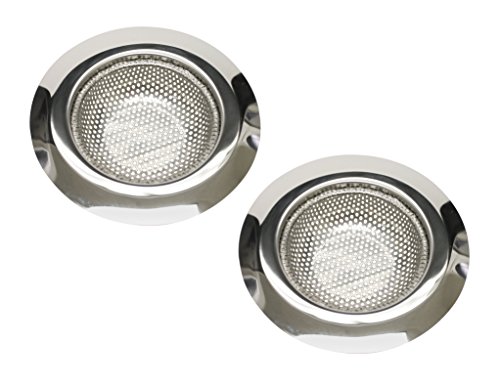 Keeney K820-33 2 Pcs Stainless Steel Kitchen Sink Drain Strainer Wide Rim 4.5" Diameter (Large) Anti Clogging Technology (2 Piece)