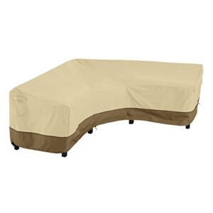 classic accessories 55-882-011501-rt veranda patio v-shaped sectional sofa cover, large, pebble/bark/earth, patio furniture covers