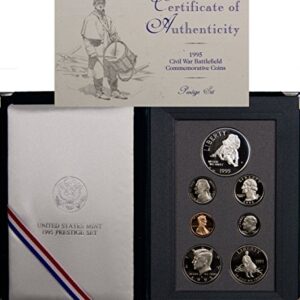 1995 S US Silver Prestige Proof Set 7 Coin set Civil War Battlefield Commemorative Coins Proof