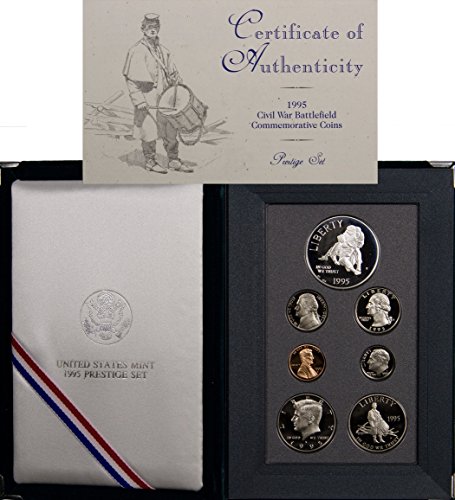 1995 S US Silver Prestige Proof Set 7 Coin set Civil War Battlefield Commemorative Coins Proof