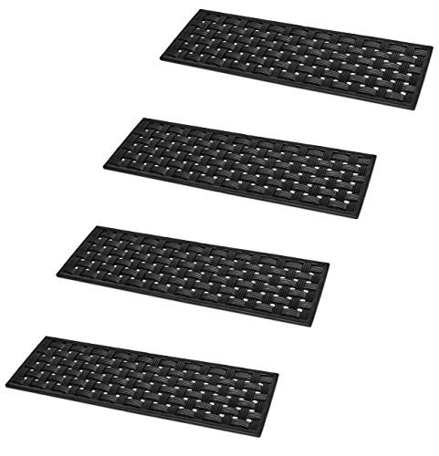 BirdRock Home Rubber Stair treads for Outdoors | Basket Weave Design | 9" x 30" | 4 Pack | Beautifully Designed Stair mats | Outdoor Stair treads Non-Slip Weather Resistant