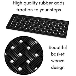 BirdRock Home Rubber Stair treads for Outdoors | Basket Weave Design | 9" x 30" | 4 Pack | Beautifully Designed Stair mats | Outdoor Stair treads Non-Slip Weather Resistant