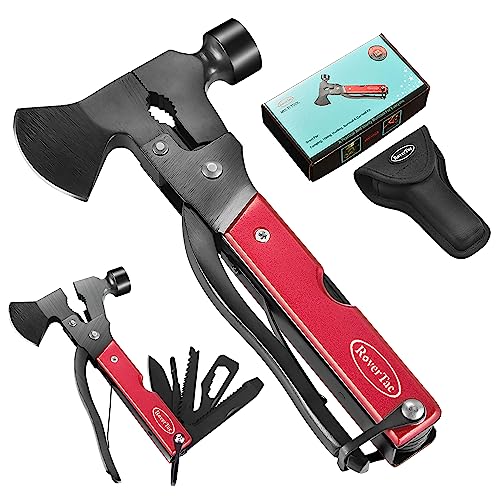 RoverTac Camping Essentials Multi Tool Axe Hatchet Survival Gear 14-in-1 Multitool Knife Hammer Pliers Saw Bottle Can Opener Screwdriver Multitool for Camping Hiking Survival Christmas Gifts for Men