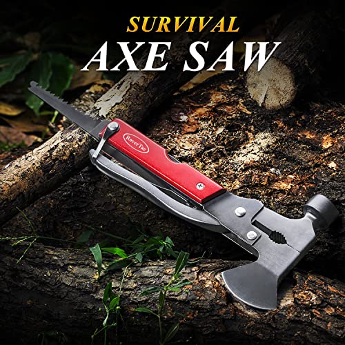 RoverTac Camping Essentials Multi Tool Axe Hatchet Survival Gear 14-in-1 Multitool Knife Hammer Pliers Saw Bottle Can Opener Screwdriver Multitool for Camping Hiking Survival Christmas Gifts for Men