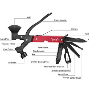 RoverTac Camping Essentials Multi Tool Axe Hatchet Survival Gear 14-in-1 Multitool Knife Hammer Pliers Saw Bottle Can Opener Screwdriver Multitool for Camping Hiking Survival Christmas Gifts for Men