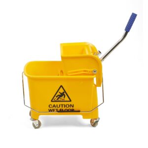 mind reader mobile heavy duty mop bucket with upward press wringer, 22-quart (5.5 gallon) capacity, 16.25"l x 10.75"w x 24.5"h, yellow