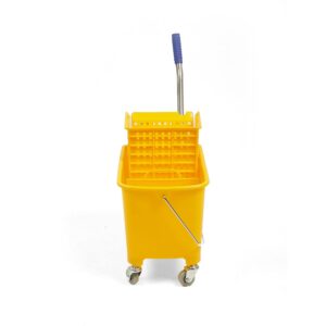 Mind Reader Mobile Heavy Duty Mop Bucket with Upward Press Wringer, 22-Quart (5.5 Gallon) Capacity, 16.25"L x 10.75"W x 24.5"H, Yellow