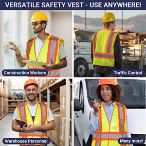 High Visibility Safety Vest – ANSI Class 2 Breakaway Vest with 5 Pockets, Yellow with Adjustable Hook and Loop Closure, Hi Vis Breathable Mesh, Heavy Duty Work Wear for Men or Women, 3 Pack (XL/XXL