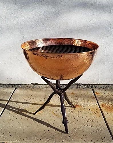 Passage FP-23-HC-CS Fire Pit & Collapsible Stand, Hammered Copper