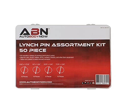 ABN Spring-Loaded Lynch Pin 50-Piece Assortment Kit – L Pin Fastener Set – Boat, Bike, Tractor L-Pins Trailer Hitch Lock