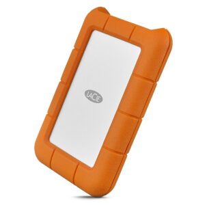 lacie rugged secure 2tb external hard drive portable hdd – usb-c usb 3.0 drop shock dust rain resistant computer desktop workstation laptop hardware encryption, 1 month adobe cc (stfr2000403)