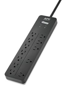 apc surge protector power strip, ph12, 2160 joules, flat plug, 12 outlet power cord strip black