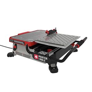 porter-cable tile cutter, tile saw, for remodelers and diyers, 2,850 rpm, stainless steel deck, water and debris resistant (pce980)