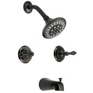 designers impressions 651693 oil rubbed bronze tub shower combo faucet - two handle mixer design and multi-setting shower head - convertible