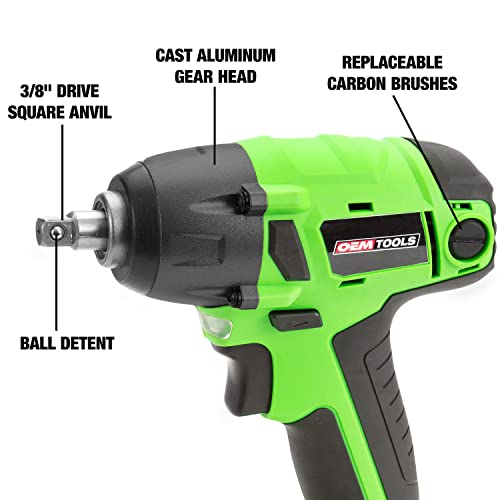 OEMTOOLS 24661 MAX Li-ion 3/8” Cordless Impact Wrench, 20V Battery Impact Gun, Cordless with Battery Charger, 240 Ft/Lb Nut-Busting Torque, Variable Speed With Electric Brake