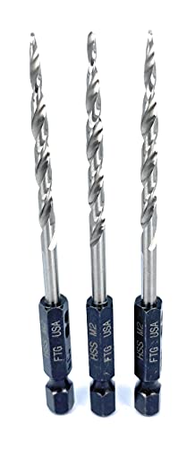 FTG USA Replacement Tapered Countersink Drill Bit Set 3 Pc (#6) 9/64" Countersink Bit Same Size Bit Replacement Only, Countersink Replacement Drill Bit for Wood Counter Sinker Drill Bit Set