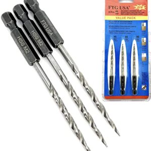 FTG USA Replacement Tapered Countersink Drill Bit Set 3 Pc (#6) 9/64" Countersink Bit Same Size Bit Replacement Only, Countersink Replacement Drill Bit for Wood Counter Sinker Drill Bit Set