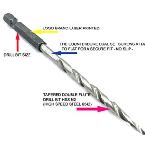 FTG USA Replacement Tapered Countersink Drill Bit Set 3 Pc (#6) 9/64" Countersink Bit Same Size Bit Replacement Only, Countersink Replacement Drill Bit for Wood Counter Sinker Drill Bit Set