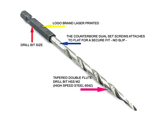 FTG USA Replacement Tapered Countersink Drill Bit Set 3 Pc (#6) 9/64" Countersink Bit Same Size Bit Replacement Only, Countersink Replacement Drill Bit for Wood Counter Sinker Drill Bit Set