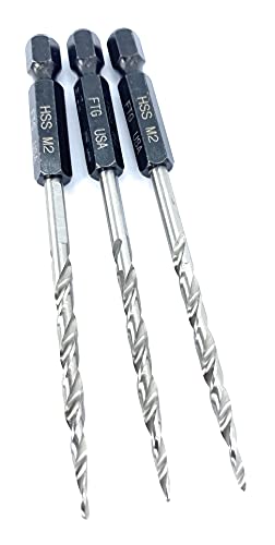 FTG USA Replacement Tapered Countersink Drill Bit Set 3 Pc (#6) 9/64" Countersink Bit Same Size Bit Replacement Only, Countersink Replacement Drill Bit for Wood Counter Sinker Drill Bit Set