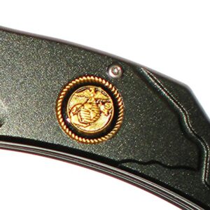 Black Handle Camo Blade KILL'EM ALL LET GOD SORT'EM OUT U.S. MARINES SPRING ASSISTED RESCUE POCKET KNIFE WITH GLASS BREAKER