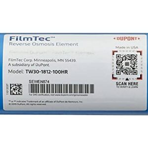 Dow FilmTec, TW30-1812-100HR 100 GPD TFC High Rejection Membrane for Undersink Reverse Osmosis (RO) System