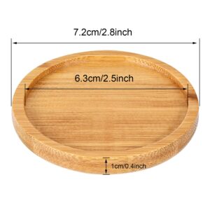 Trays 2.5 Inch Bamboo Round Plant Saucer for Most Plant Pot Flower Pot, Solution for Owl Pot with Hole (6 Pack)