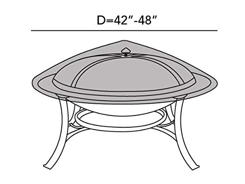 Covermates Round Firepit Top Cover – Water-Resistant Polyester, Adjustable Buckle Straps, Fire Pit Covers-Charcoal