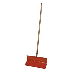 emsco group 1215-1 bigfoot steel pusher design-20 blade-non-stick coating-wooden handle snow shovel, 20", orange