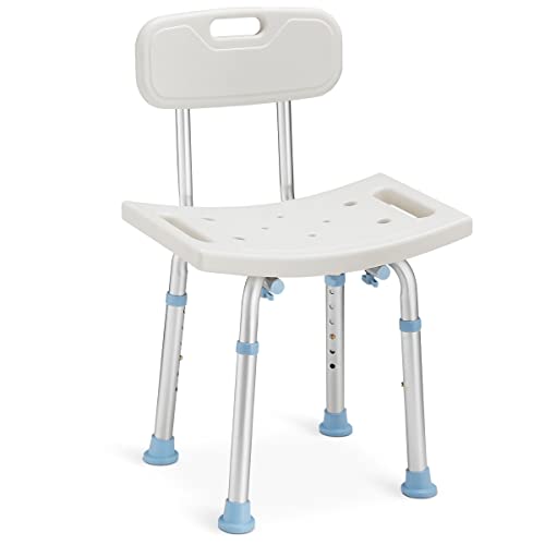 OasisSpace Bathtub Adjustable Shower Chair, Bath Stool with Removable Back 300lbs - Tool Free Anti-Slip Bench Bathtub Stool for Elderly, Senior, Handicap & Disabled