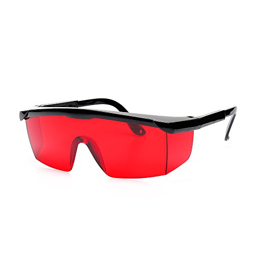 Huepar GL01R Red Laser Enhancement Glasses - Eye Protection Safety Glasses for Red Laser Level, Rotary and Multi-Line Laser Tools - Goggles with Adjustable Temple (Protective Box Included)