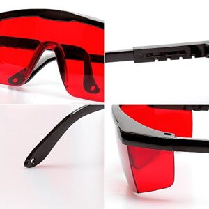 Huepar GL01R Red Laser Enhancement Glasses - Eye Protection Safety Glasses for Red Laser Level, Rotary and Multi-Line Laser Tools - Goggles with Adjustable Temple (Protective Box Included)