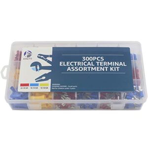 Amlits 300 PCS Insulated Wire Electrical Connectors - Butt, Ring, Spade, Quick Disconnect - Crimp Terminals Connectors Assortment Kit