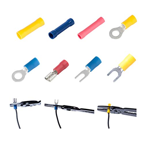 Amlits 300 PCS Insulated Wire Electrical Connectors - Butt, Ring, Spade, Quick Disconnect - Crimp Terminals Connectors Assortment Kit