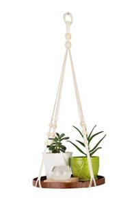 timeyard macrame plant hanger - indoor hanging planter shelf - decorative flower pot holder - boho bohemian home decor, in box, for succulents, cacti, herbs, small plants